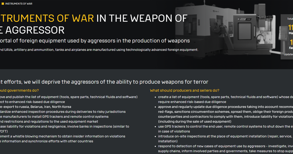 Ukraine launches portal "Tools of war in the weapon of the aggressor ...