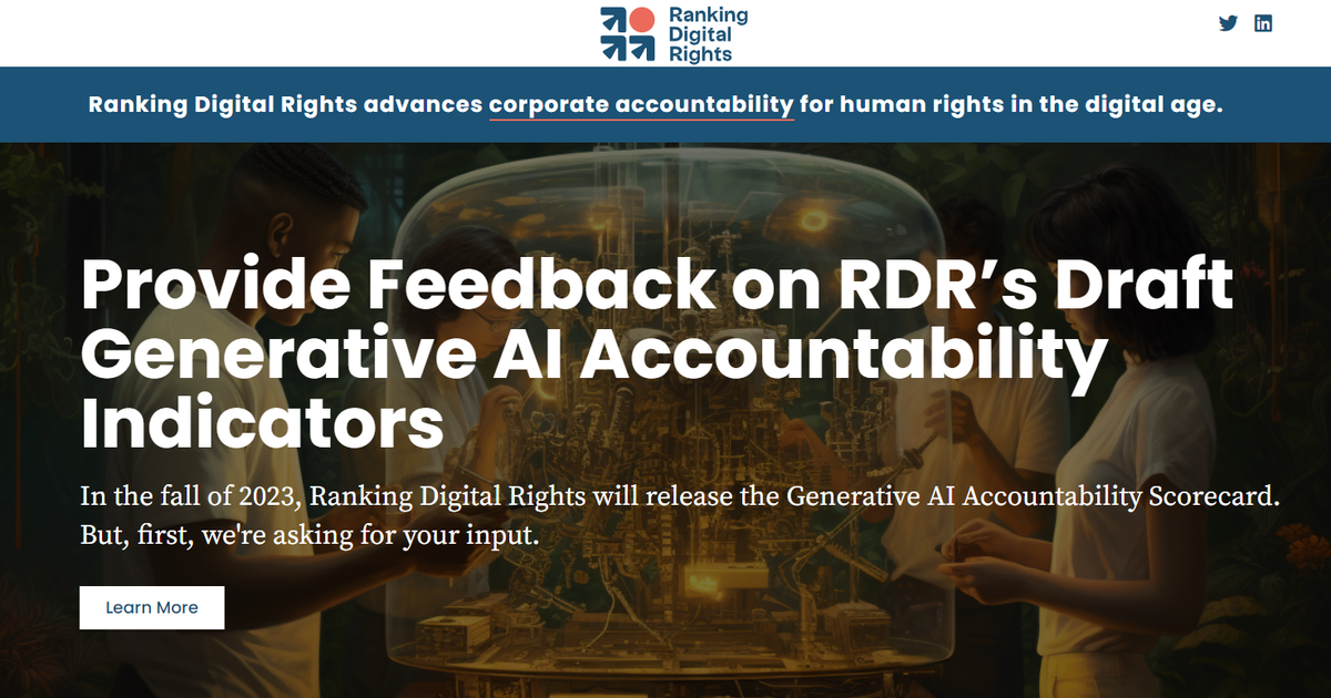 Ranking Digital Rights will release a generative AI accountability ...