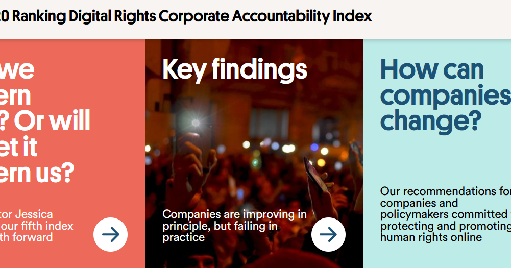 Ranking Digital Rights 2020 Corporate Accountability Index evaluates 26 ...